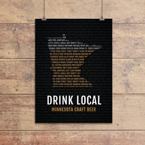 Minnesota Beer Print Map MN Drink Local Craft Beer Sign - Etsy