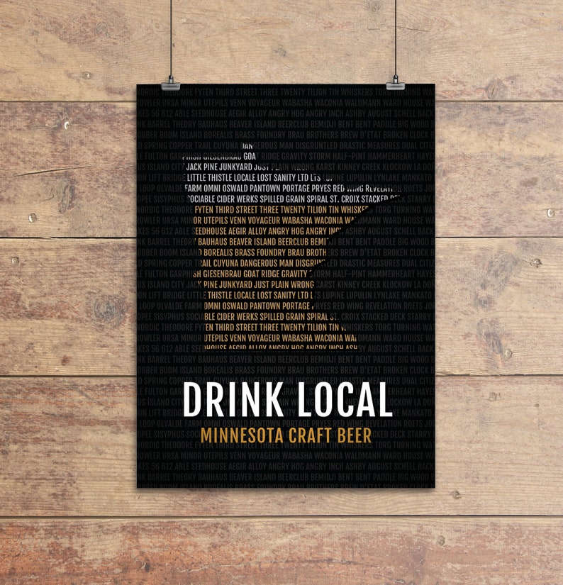 Minnesota Beer Print Map MN Drink Local Craft Beer Sign - Etsy