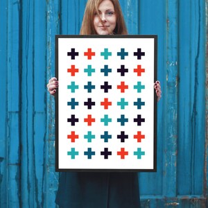 Plus Sign Print, Scandinavian Cross Poster, Swiss Cross Minimalist Art ...