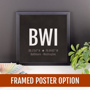 Baltimore Airport Code Print BWI Aviation Art Maryland - Etsy