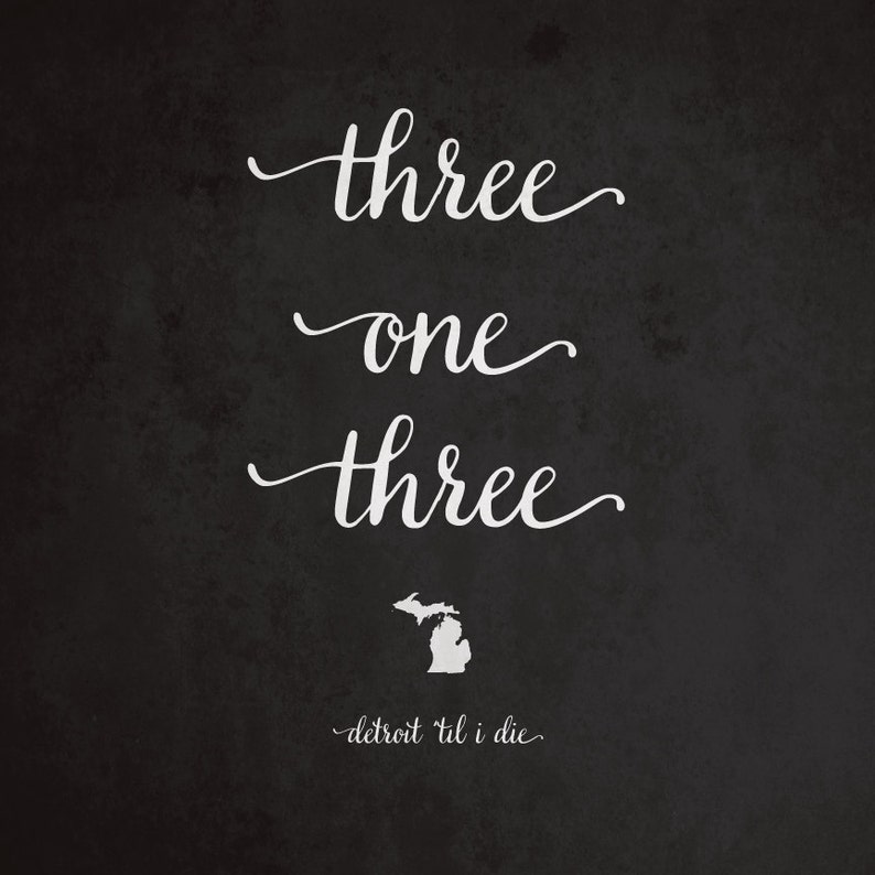 Detroit 313 Area Code Print Michigan Typography Poster - Etsy