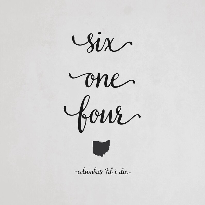 Columbus 614 Area Code Print Ohio Typography Poster - Etsy