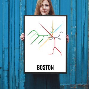 Boston Subway Map Print Boston T Transit Map Poster, Boyfriend Gift ...