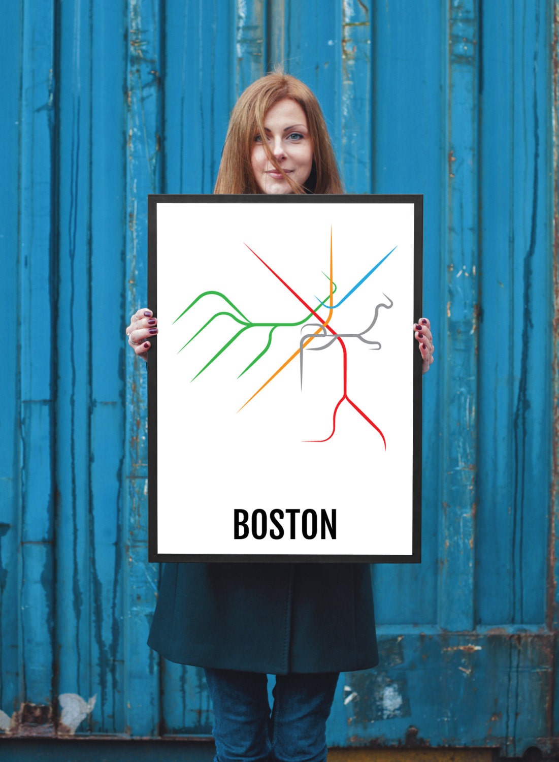 Boston Subway Map Print Boston T Transit Map Poster | Etsy