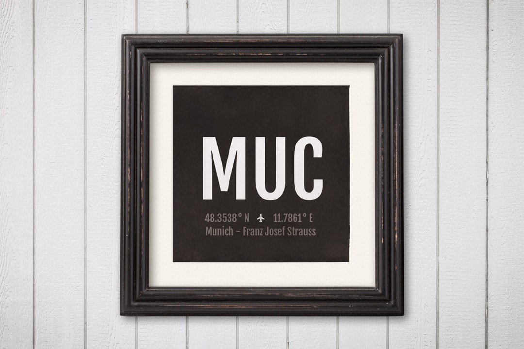 Munich Airport Code Print MUC Aviation Art Germany - Etsy