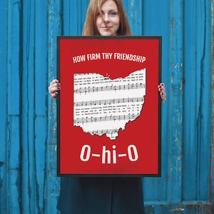 Ohio State Print Map, Unique Ohio Poster, College Graduation Gift ...