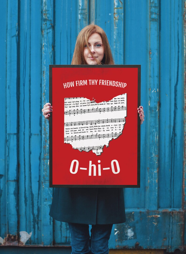 Ohio State Print Map Unique Ohio Poster College Graduation | Etsy