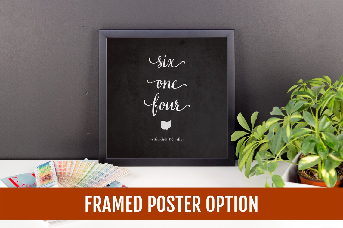 Columbus 614 Area Code Print Ohio Typography Poster - Etsy