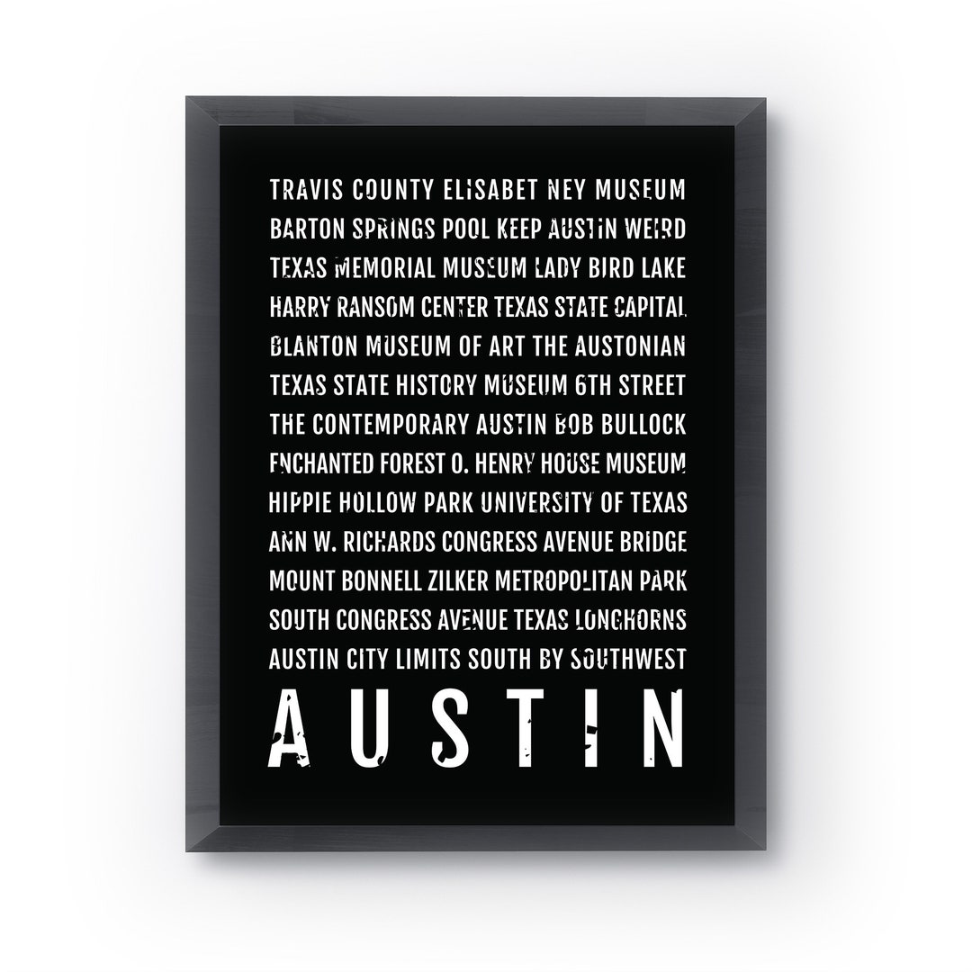 Austin Print, Austin Subway Sign Poster, Texas Wall Art, Décor, Canvas ...