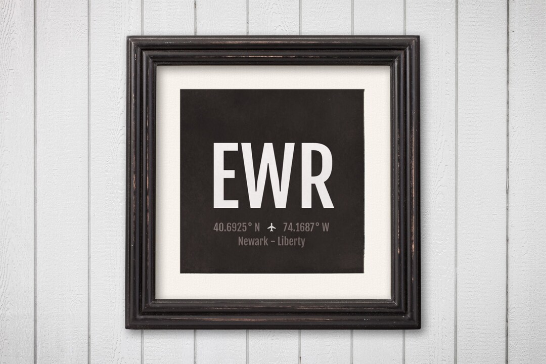 Newark Airport Code Print EWR Aviation Art New Jersey Airplane Nursery ...