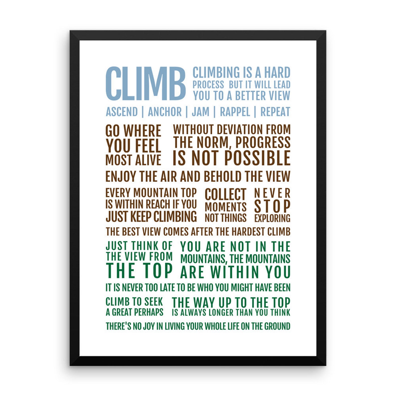 Mountain Climbing Manifesto Print Climber Gift for Men or Women ...