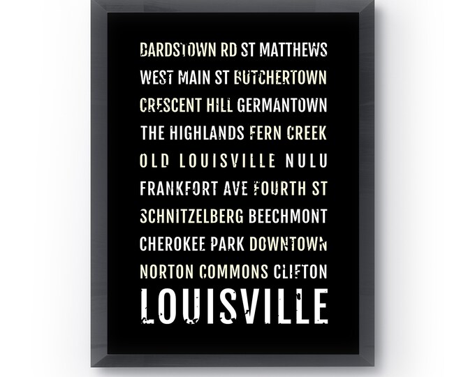 Louisville Print Neighborhoods Subway Poster, Boyfriend Gift, Husband ...