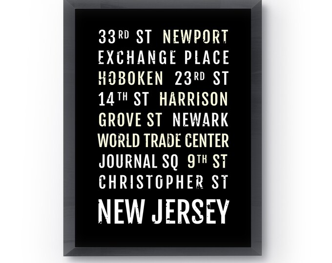 New Jersey Print NJ Path Stations Subway Poster, Boyfriend Gift ...