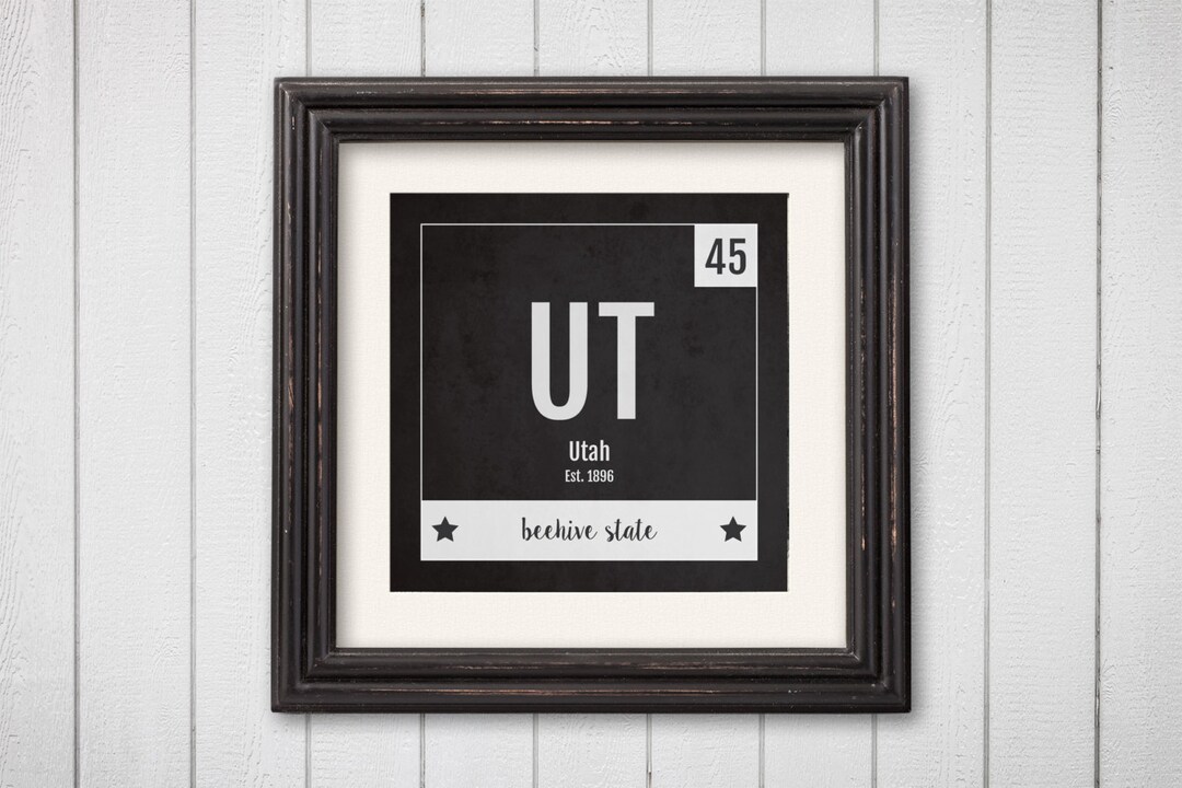 Utah Print Periodic Table Utah Home Wall Art Vintage Utah Décor Black ...