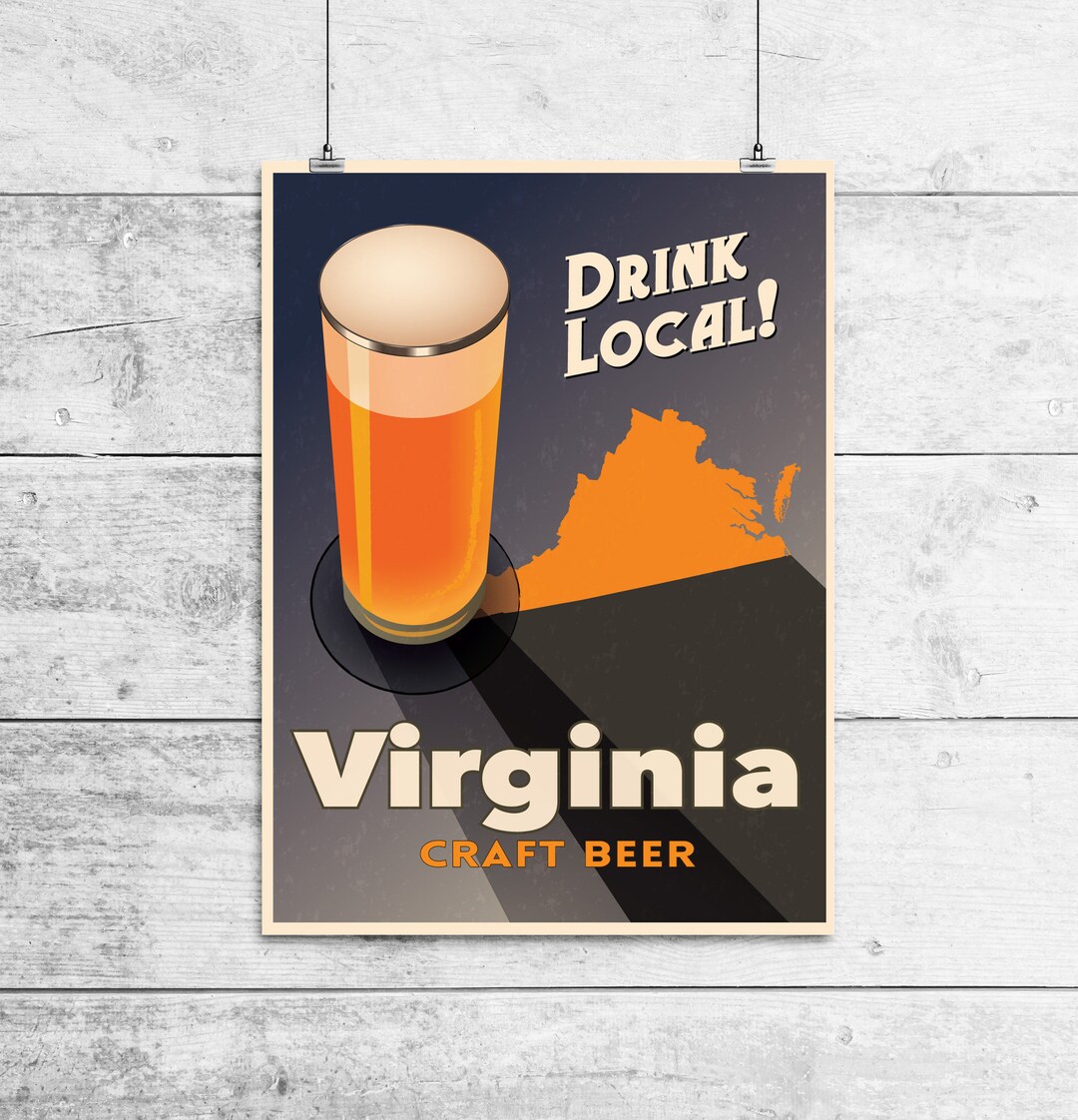 Virginia Beer Print Map VA Drink Local Craft Beer Sign - Etsy