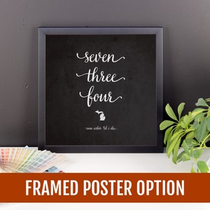 Ann Arbor 734 Area Code Print Michigan Typography Poster, Housewarming ...