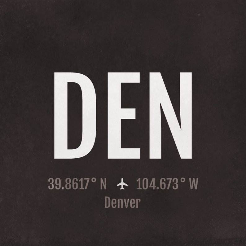 Denver Airport Code Print DEN Aviation Art Colorado | Etsy