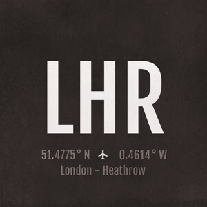 London Heathrow Airport Code Print LHR Aviation Art UK England Airplane ...