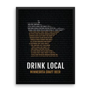 Minnesota Beer Print Map MN Drink Local Craft Beer Sign - Etsy