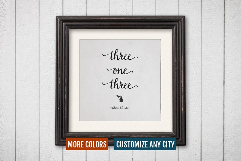 Detroit 313 Area Code Print Michigan Typography Poster - Etsy