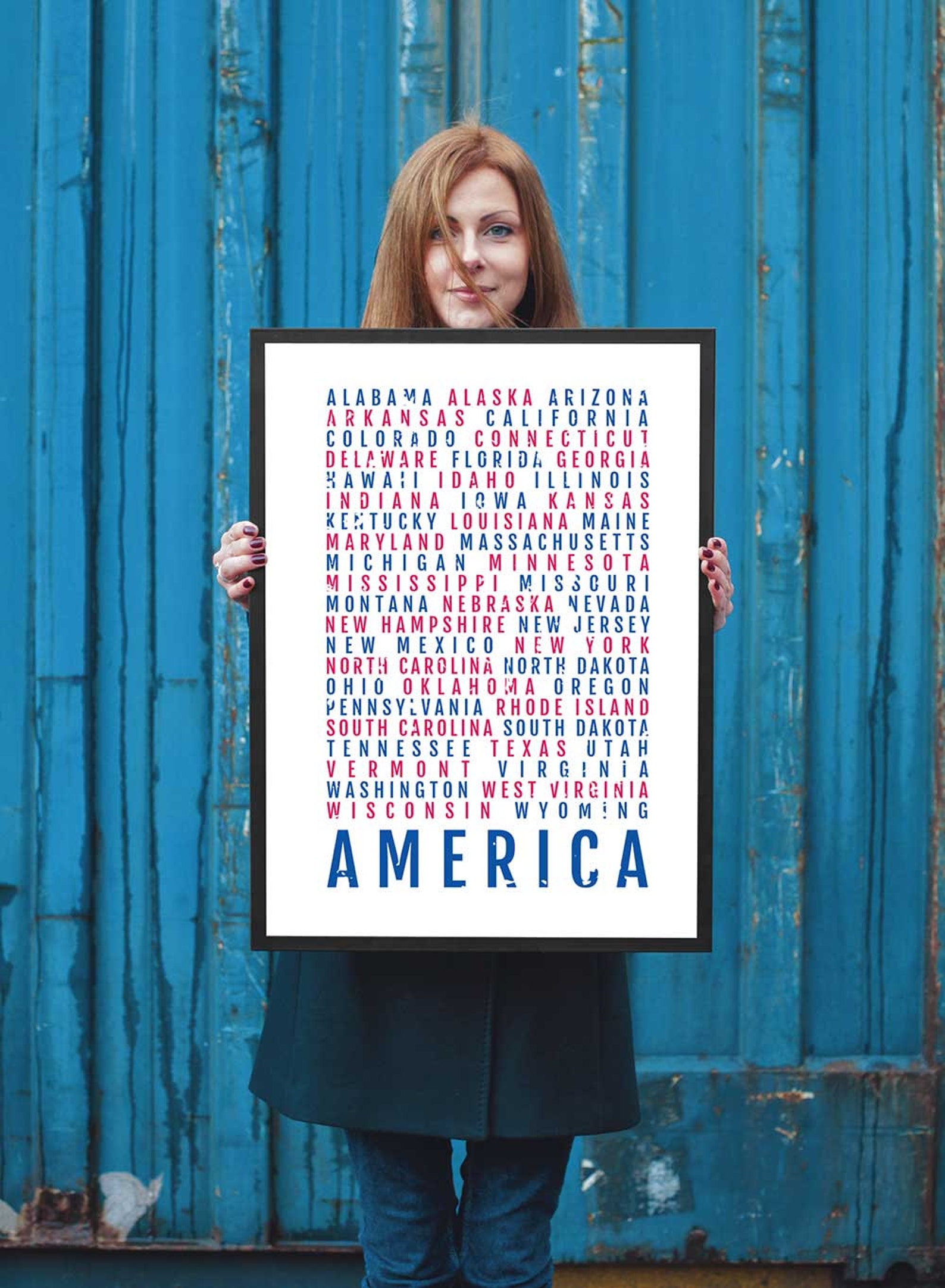 USA Poster America's 50 United States Subway Poster, Boyfriend Gift ...