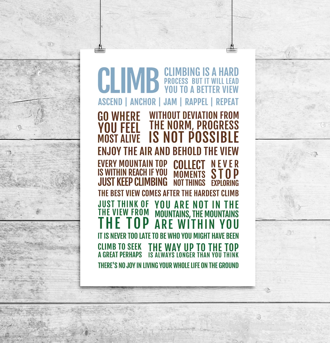 Mountain Climbing Manifesto Print Climber Gift for Men or Women ...