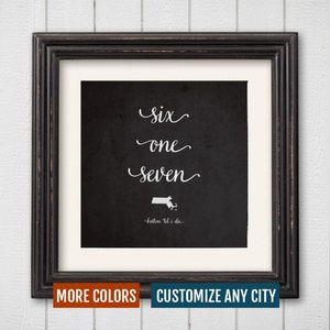 Boston 617 Area Code Print Massachusetts Typography Poster ...