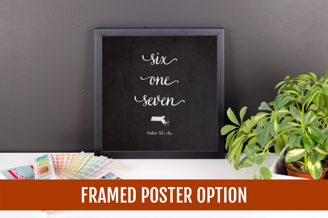 Boston 617 Area Code Print Massachusetts Typography Poster - Etsy