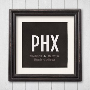 Phoenix Airport Code Print PHX Aviation Art Arizona Airplane Nursery ...