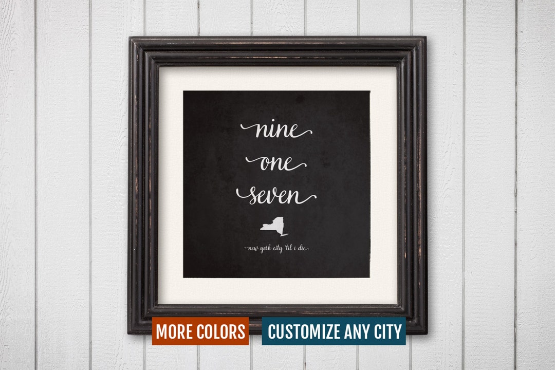 New York City 917 Area Code Print NYC Typography Poster, Housewarming ...
