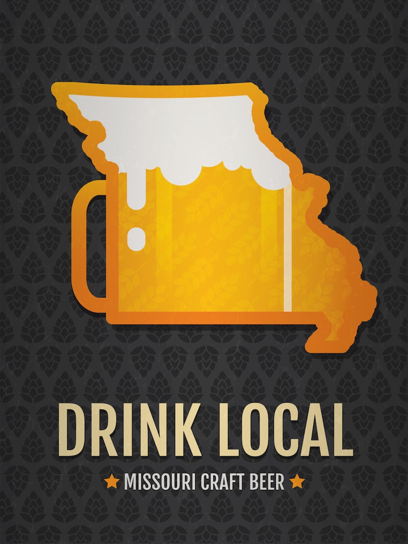Missouri Beer Print Map MO Drink Local Craft Beer Sign - Etsy