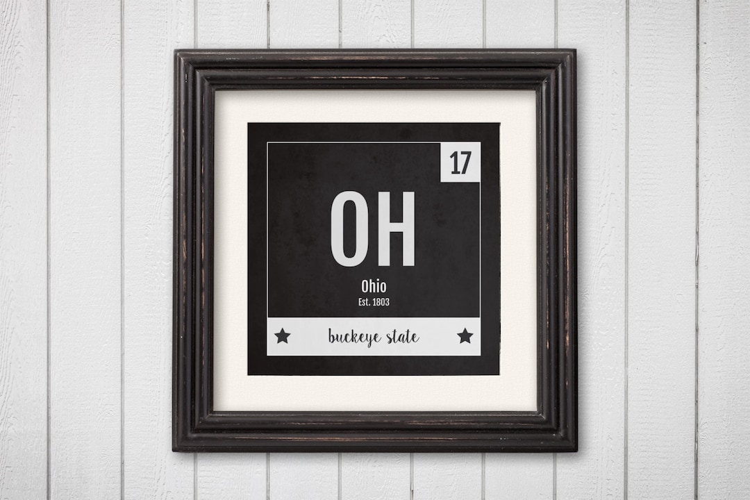 Ohio Print Periodic Table Ohio Home Wall Art Vintage Ohio Décor Black ...