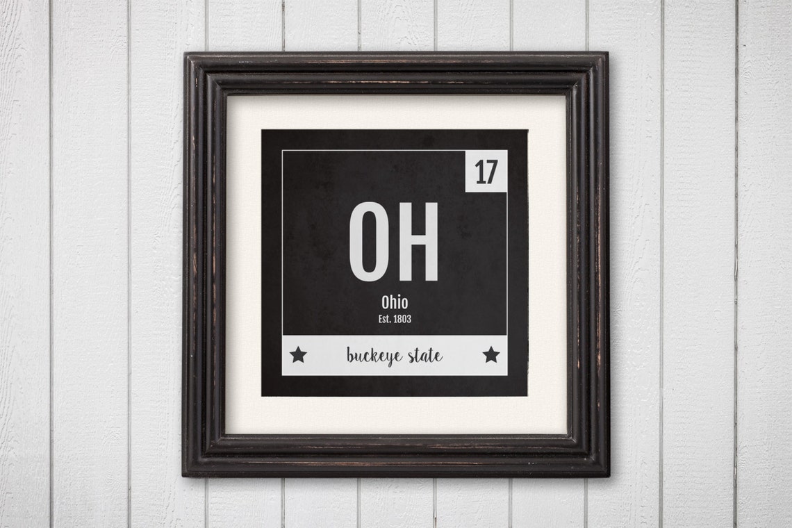 Ohio Print Periodic Table Ohio Home Wall Art Vintage Ohio | Etsy
