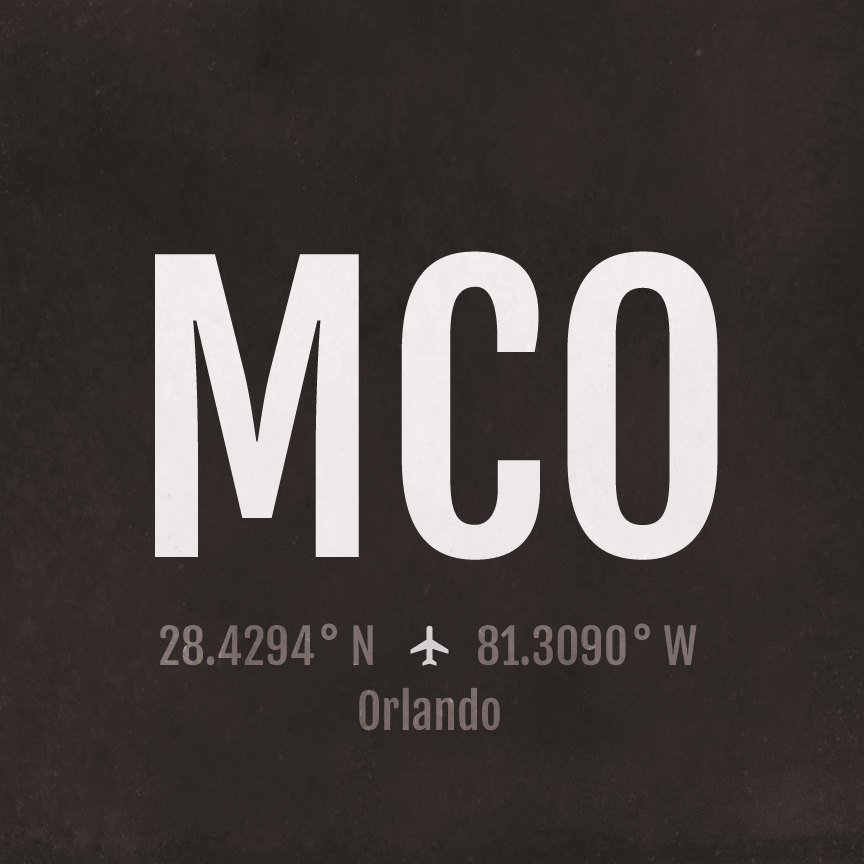 Orlando Airport Code Print MCO Aviation Art Florida | Etsy