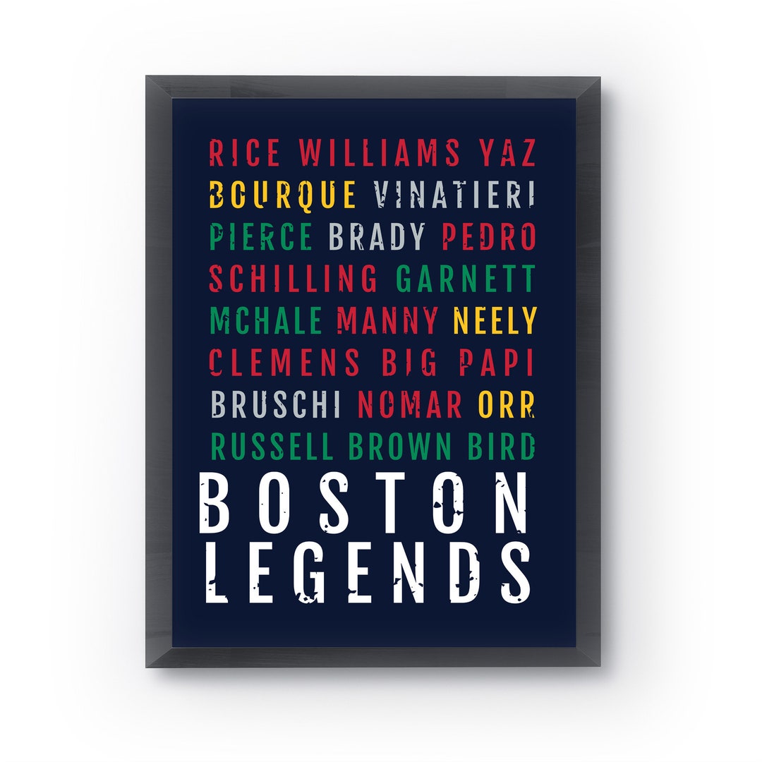 Boston Legends Print Patriots Man Cave Poster Boston Celtics Print, Red ...