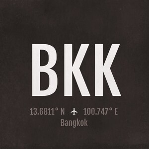 Bangkok Airport Code Print BKK Aviation Art Thailand - Etsy