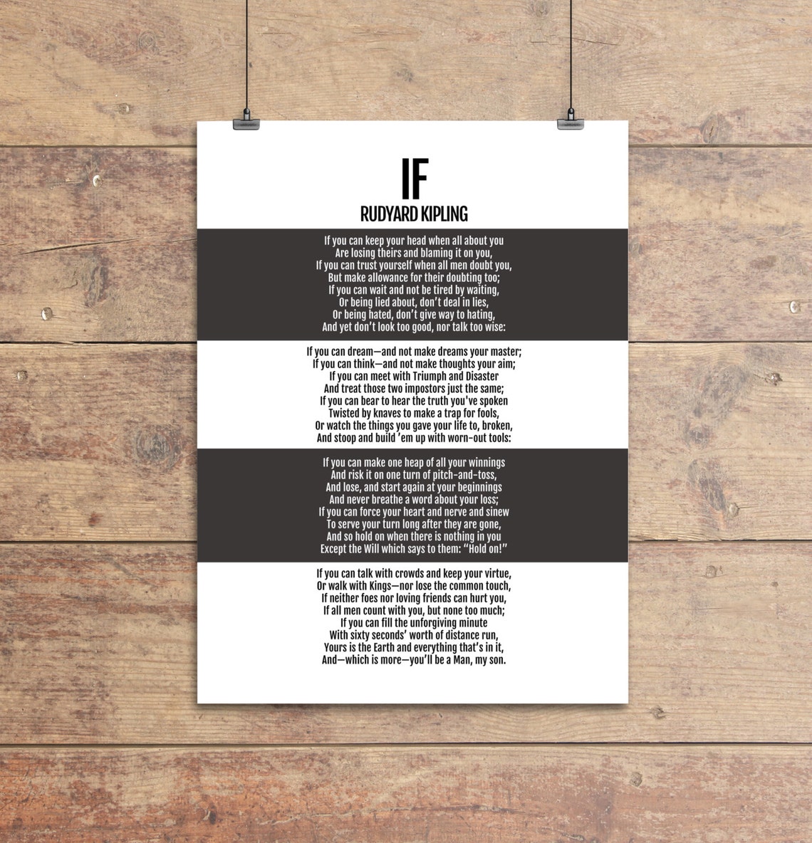 Graduation Gift Print IF Poem Poster Rudyard Kipling | Etsy