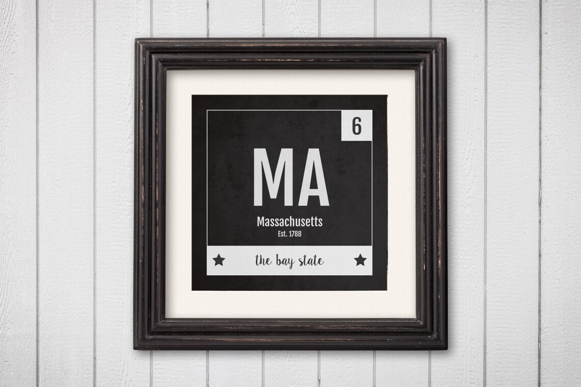 Massachusetts Print Periodic Table Massachusetts Home Wall - Etsy