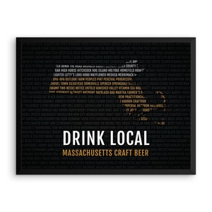 Massachusetts Beer Print Map MA Drink Local Craft Beer Sign - Etsy