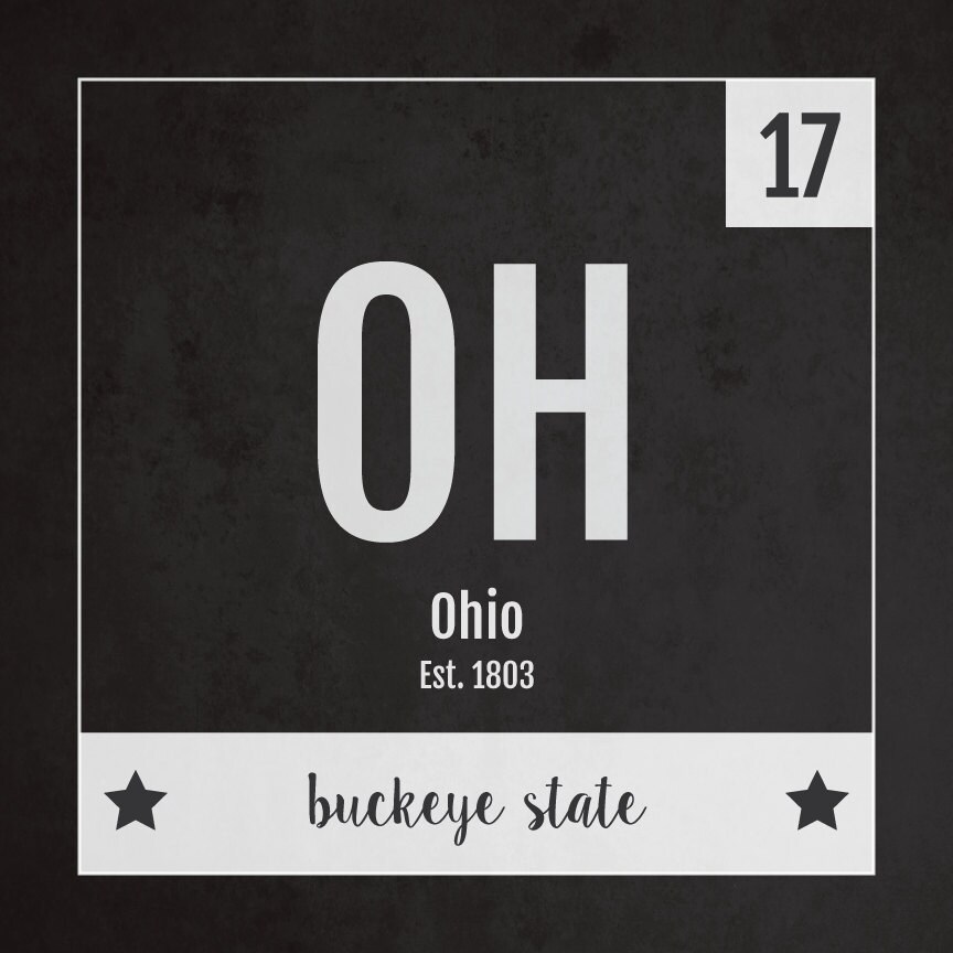 Ohio Print Periodic Table Ohio Home Wall Art Vintage Ohio | Etsy