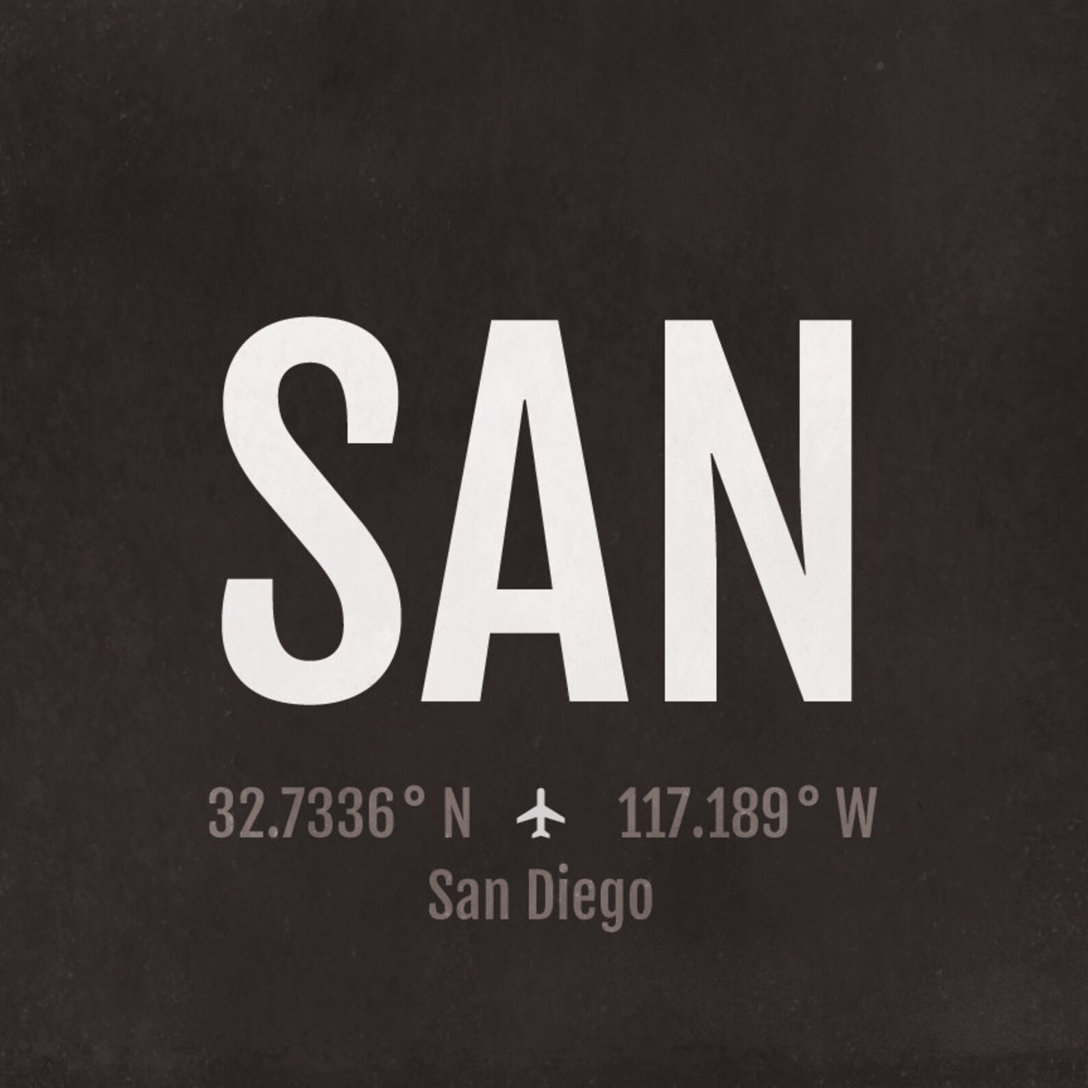 San Diego Airport Code Print SAN Aviation Art California - Etsy