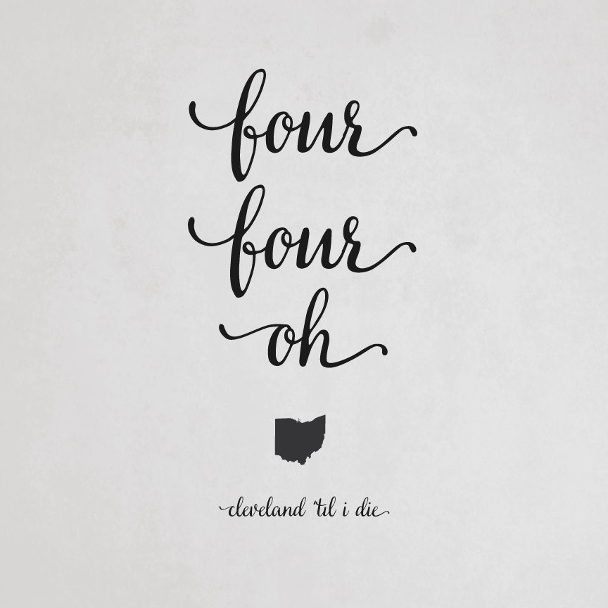 Cleveland 440 Area Code Print Ohio Typography Poster | Etsy