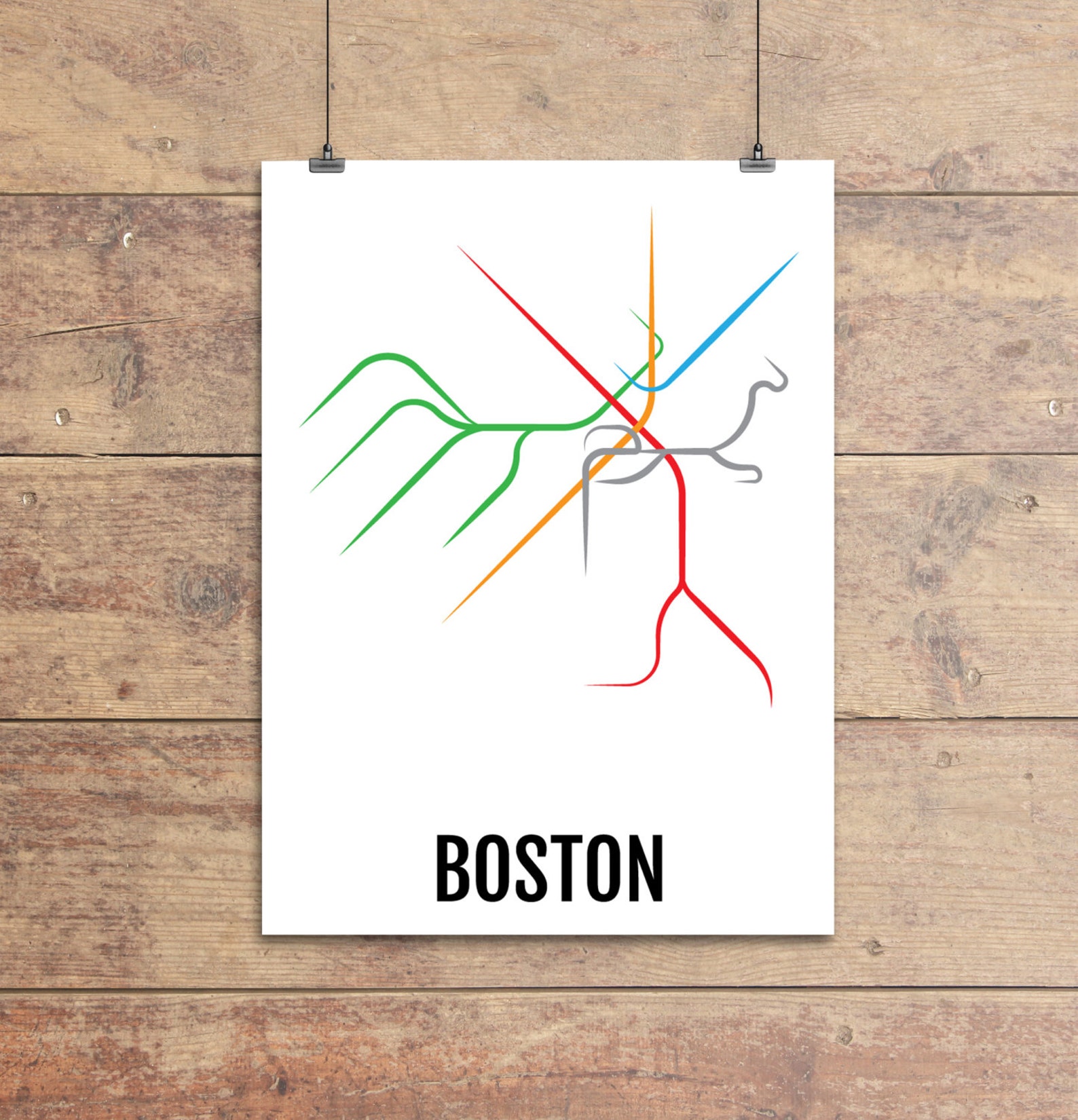 Boston Subway Map Print Boston T Transit Map Poster | Etsy