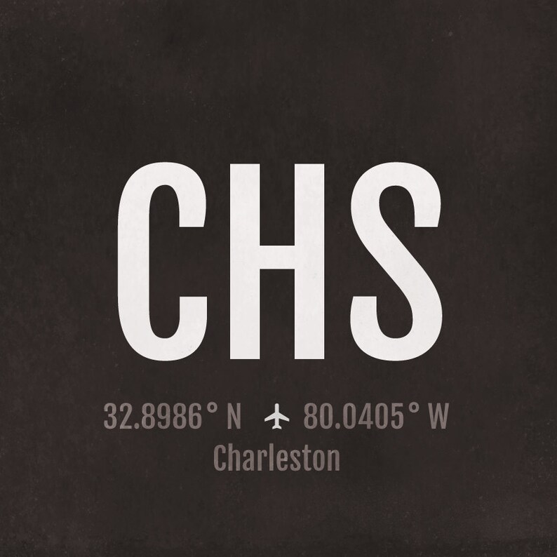Charleston Airport Code Print CHS Aviation Art South - Etsy