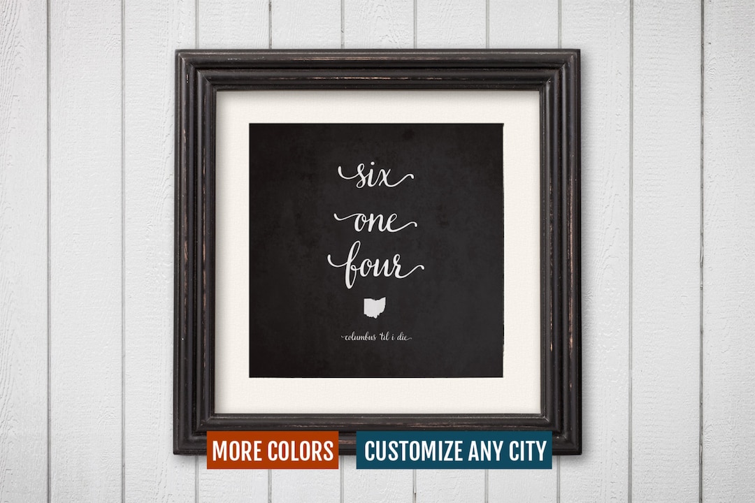 Columbus 614 Area Code Print Ohio Typography Poster, Housewarming Gift ...