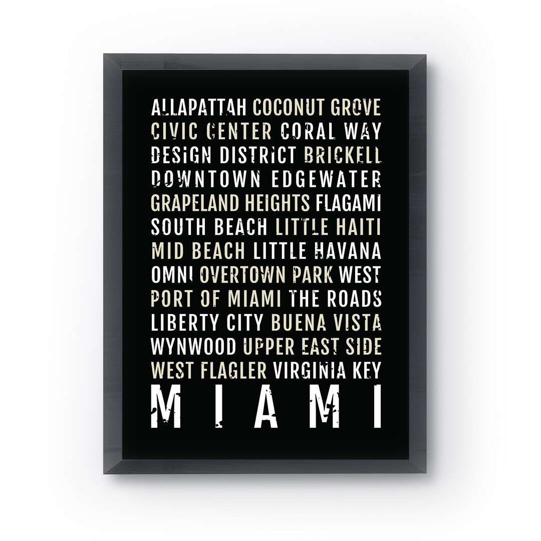 Miami Print, Miami Subway Sign Poster, Florida Wall Art, Decor, Canvas ...
