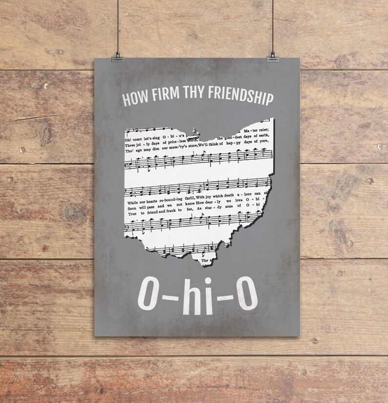 Ohio State Print Map Unique Ohio Poster College Graduation | Etsy
