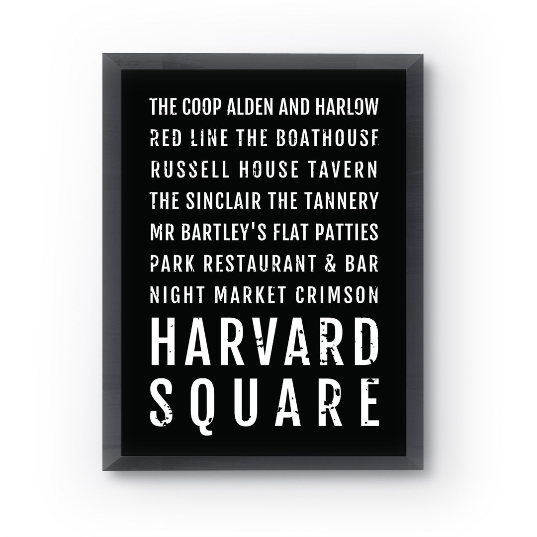 Harvard Square Print Cambridge Subway Sign Poster Boston - Etsy