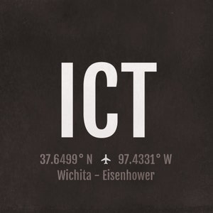 Wichita Airport Code Print ICT Aviation Art Kansas Airplane Nursery ...