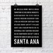 Santa Ana Print, Santa Ana Subway Sign Poster, California Wall Art ...
